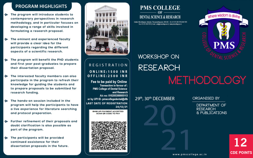 Workshop on Research Methodology - PMS Dental College