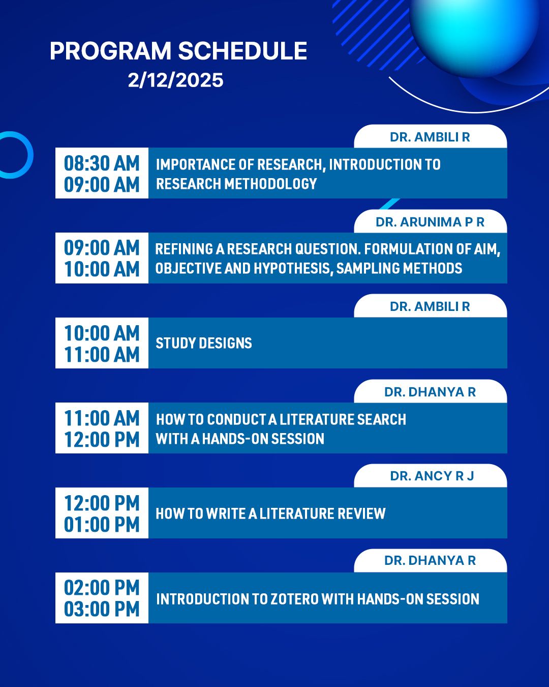 Research Methodology Workshop 2025 - PMS Dental College